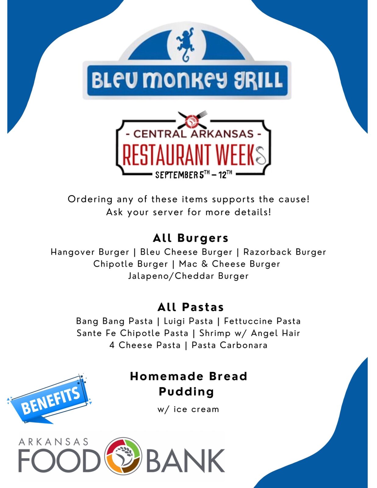 Bleu Monkey Grill - LR - Arkansas Foodbank Restaurant Week